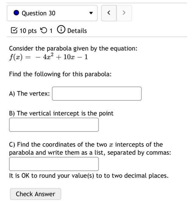 Solved Consider the parabola given by the equation: | Chegg.com