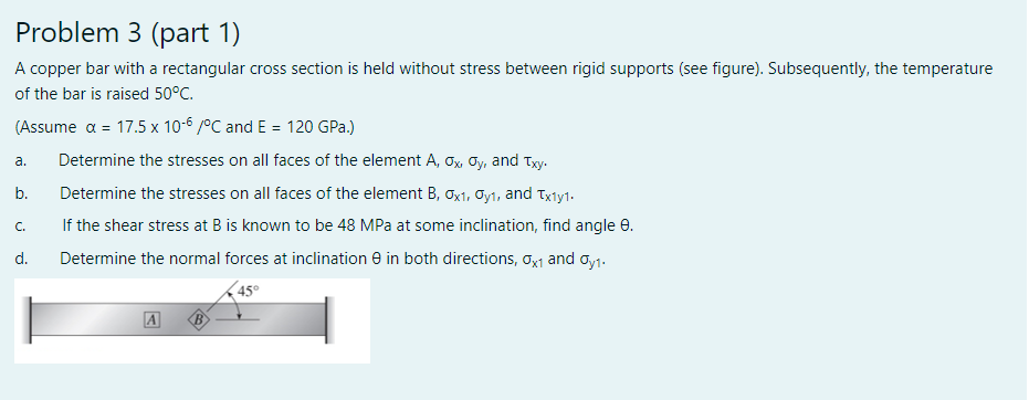Solved Problem 3 (part 1)A copper bar with a rectangular | Chegg.com