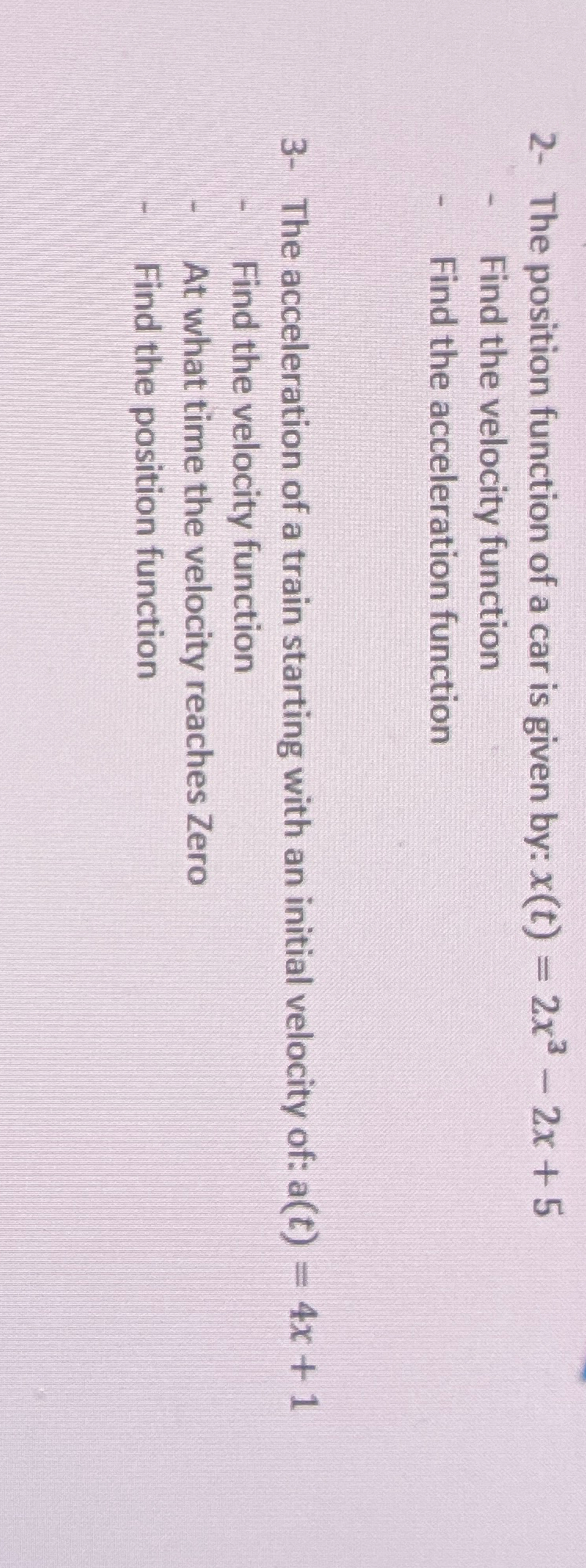 Solved 2- ﻿The position function of a car is given by: | Chegg.com