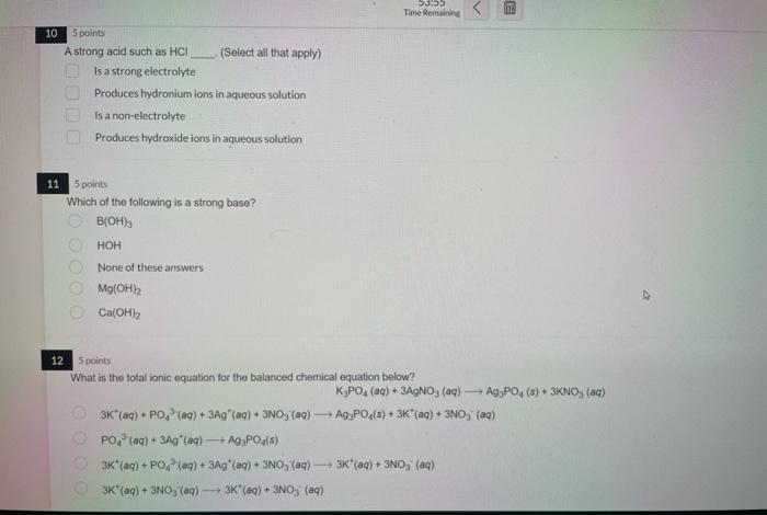 Solved A strong acid such as HCl (Select all that apply) Is | Chegg.com