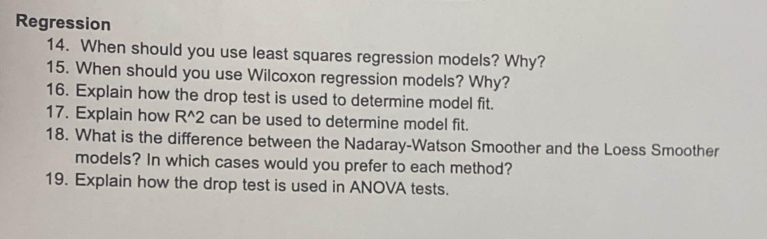 Solved Regression14. ﻿When should you use least squares | Chegg.com