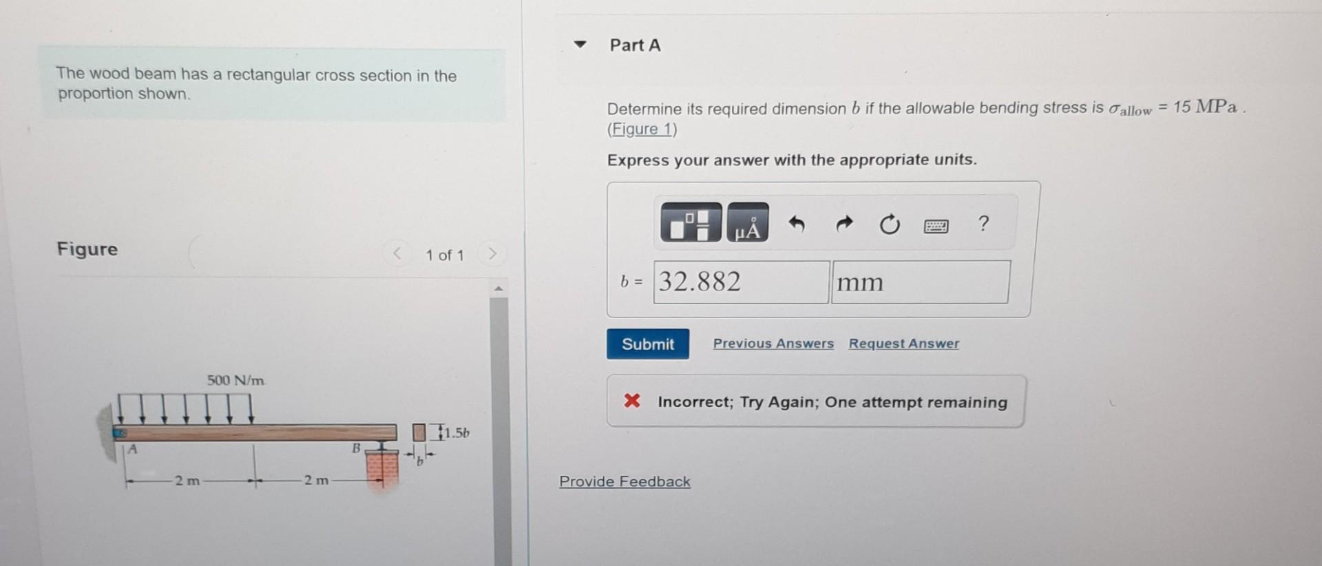 Solved The wood beam has a rectangular cross section in the | Chegg.com