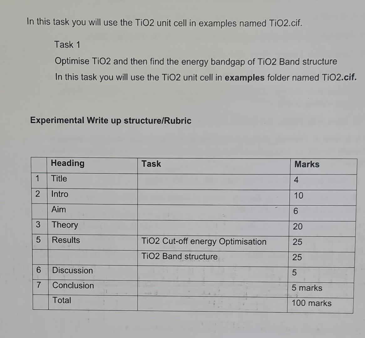 Solved In this task you will use the TiO2 unit cell in | Chegg.com