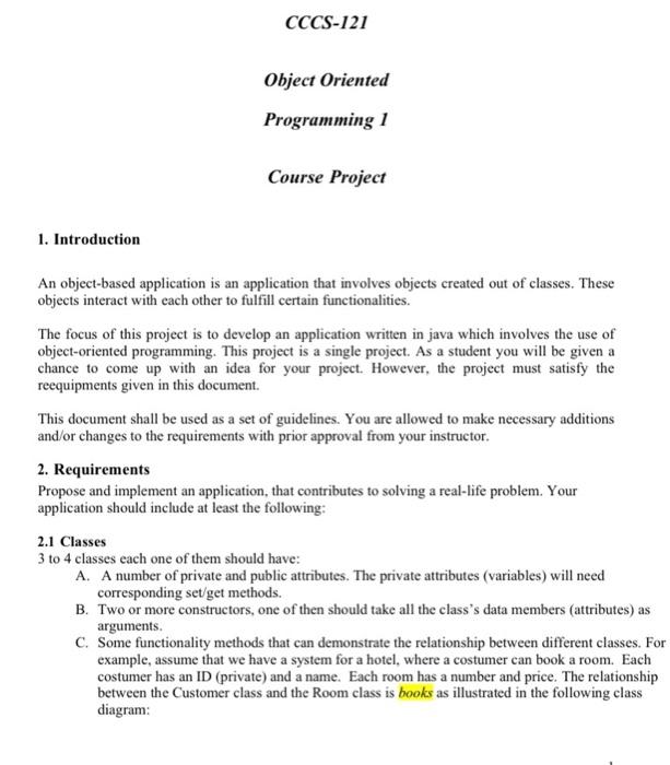 Solved CCCS-121 Object Oriented Programming 1 Course Project | Chegg.com