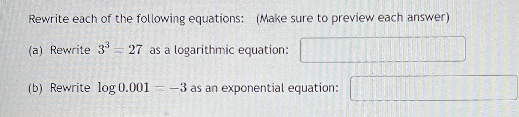 Solved Rewrite each of the following equations: (Make sure | Chegg.com