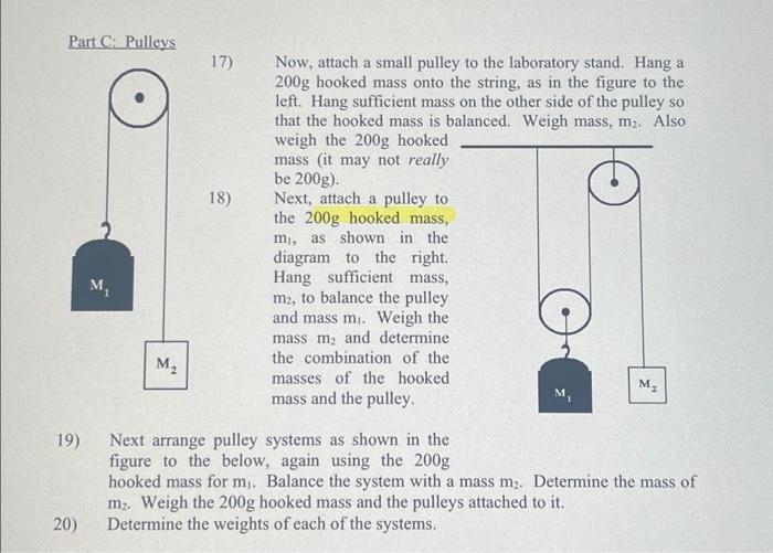 Solved Part C: Pulleys 19) 20) M₁ 1 M₂ 17) 18) Now, attach a | Chegg.com