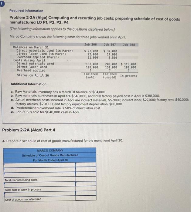 Solved Required information Problem 2-2A (Algo) Computing | Chegg.com