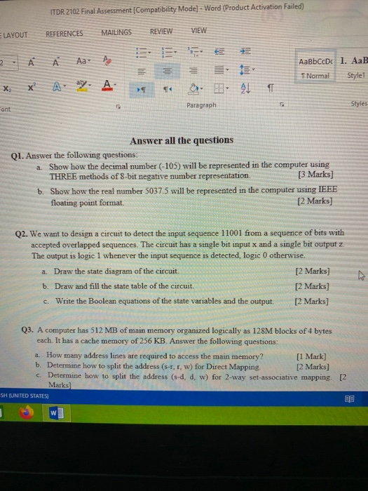 Solved ITDR 2102 Final Assessment [Compatibility Mode] - | Chegg.com