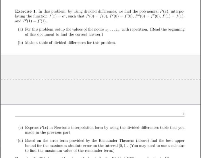 Exercise 1. In this problem, by using divided | Chegg.com