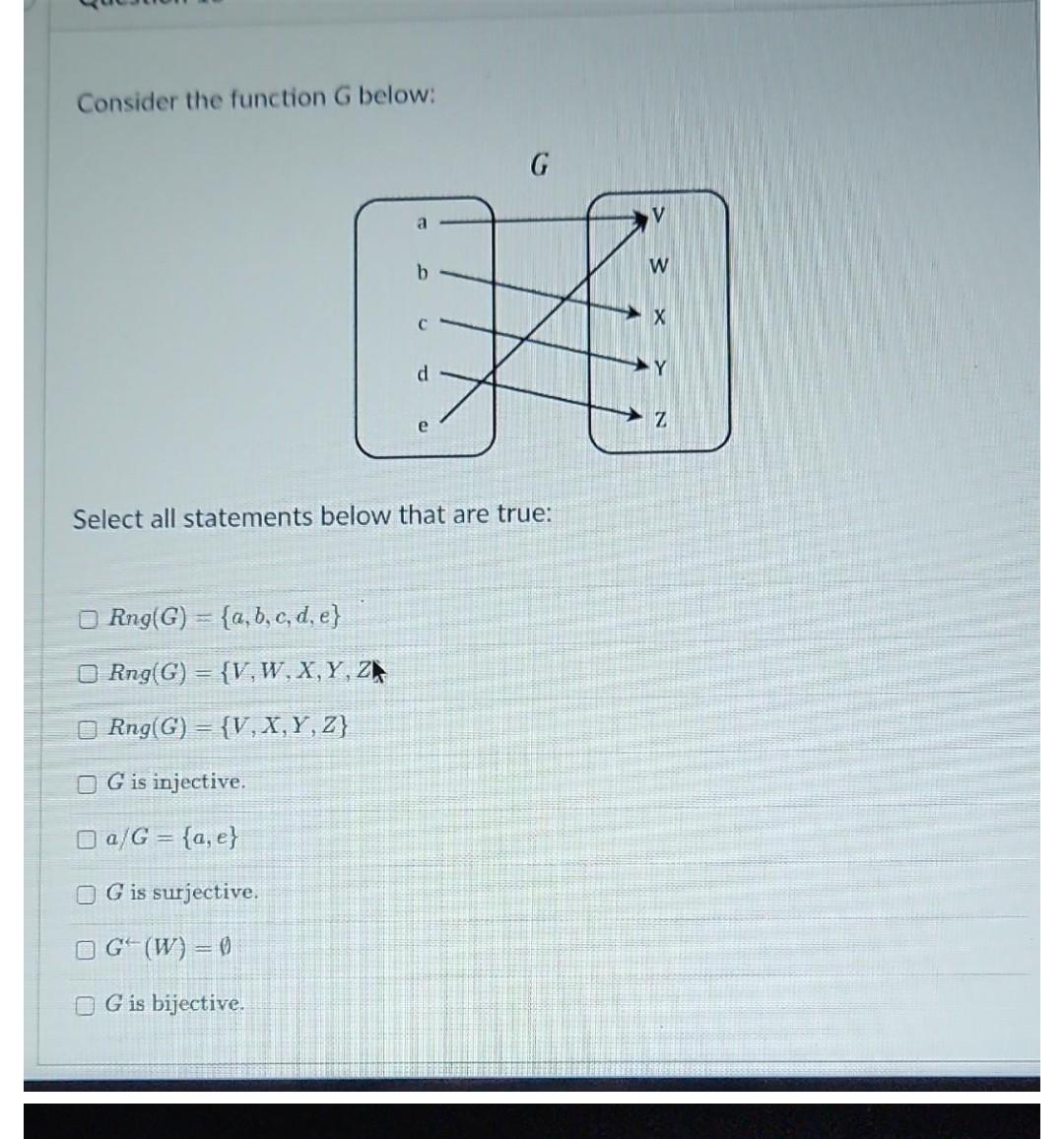 Solved Consider the function G below: Select all statements | Chegg.com