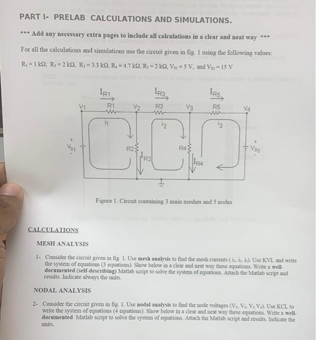 Solved PART 1- PRELAB CALCULATIONS AND SIMULATIONS. ** Add | Chegg.com