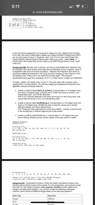Assignment 6B: Random Sort. In lecture, we told you | Chegg.com