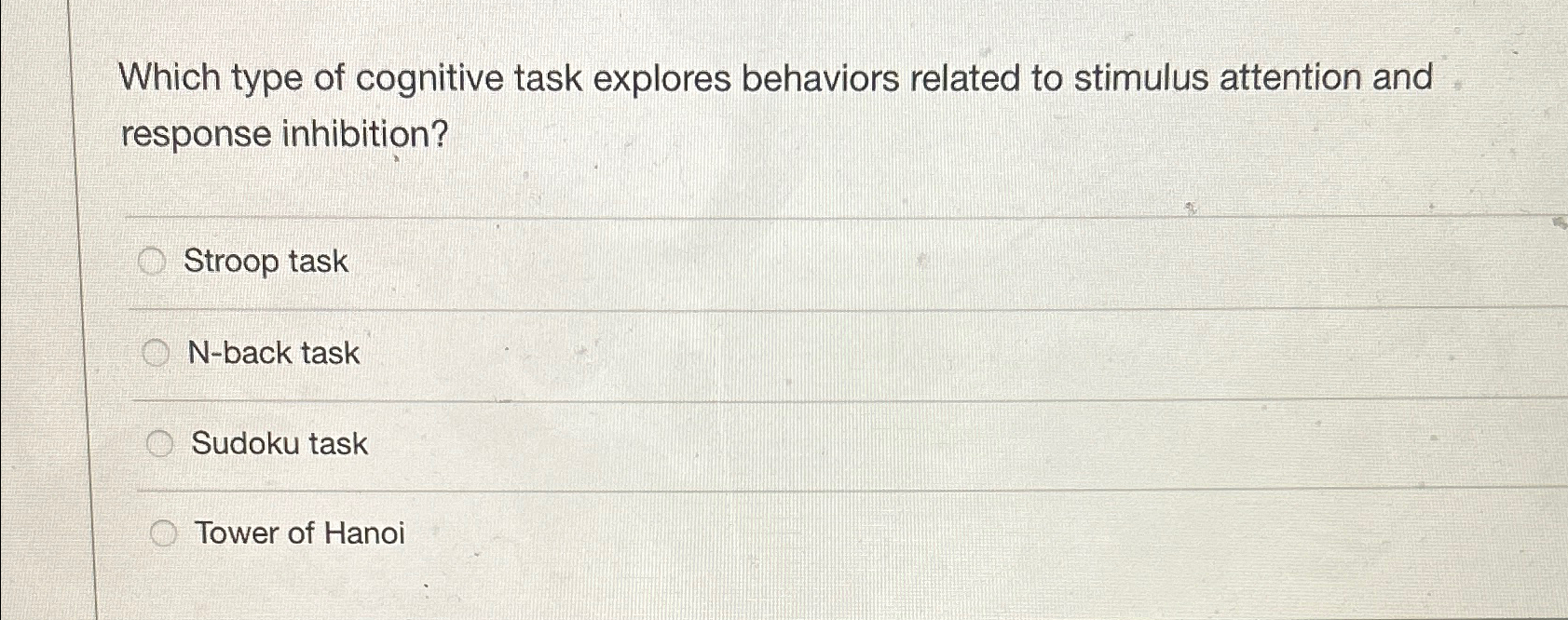 Solved Which type of cognitive task explores behaviors | Chegg.com