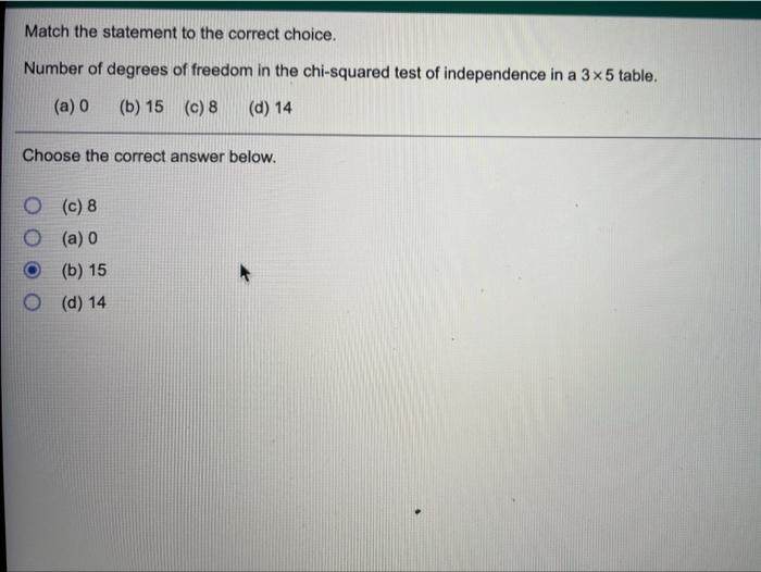 Solved Match the statement to the correct choice. Number of | Chegg.com