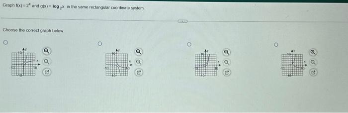 Solved Graph f(x)=2x and g(x)=log2x in the same rectangular | Chegg.com
