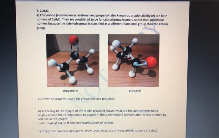 Solved 7. GHO. a) Propanone (also known as acetone) and | Chegg.com