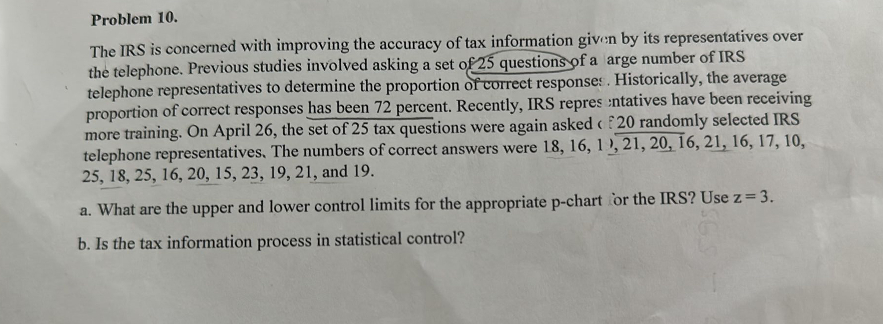 Solved Problem 10.The IRS is concerned with improving the | Chegg.com