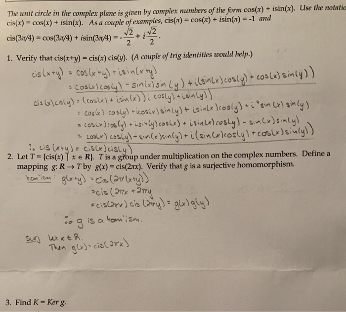 Solved The unit circle in the complex plane is given by | Chegg.com