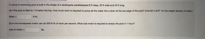 Solved (1 point) A swimming pool is built in the shape of a | Chegg.com