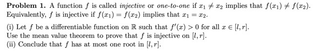 Solved Problem 1. A function f is called injective or | Chegg.com