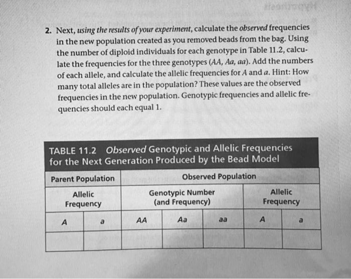 Help ASAP completing tables and questions:Allelic | Chegg.com