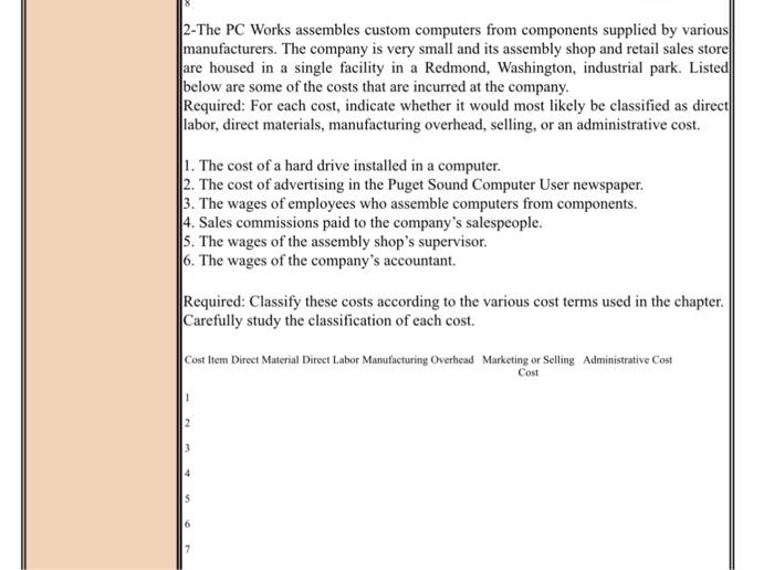 Solved 2-The PC Works assembles custom computers from | Chegg.com