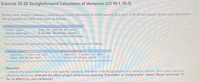Solved Exercise 10-22 Straightforward Computation of | Chegg.com