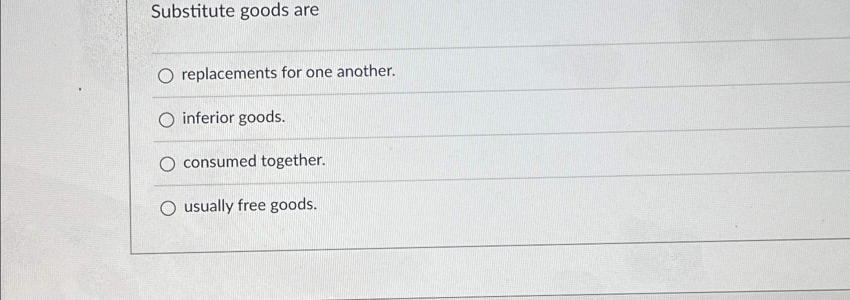 Solved Substitute goods arereplacements for one | Chegg.com