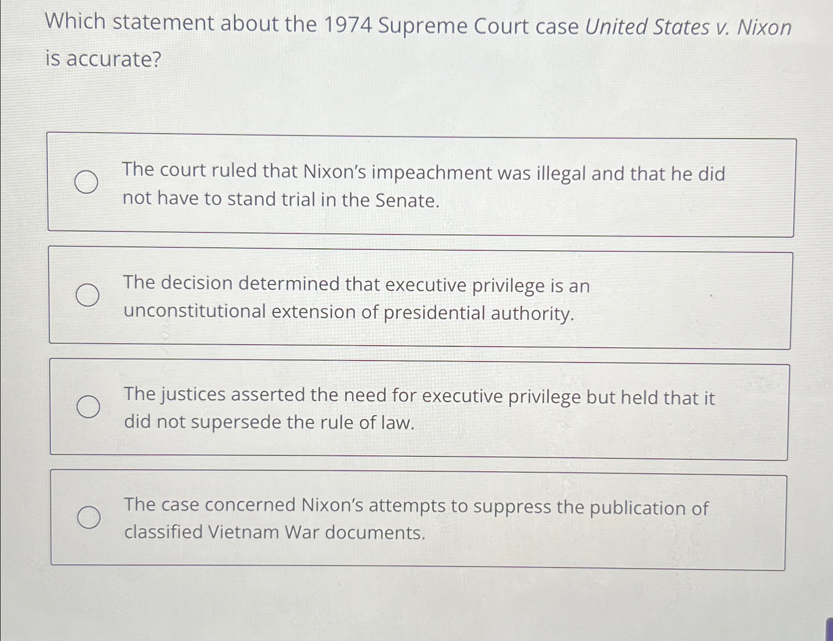 Solved Which statement about the 1974 ﻿Supreme Court case | Chegg.com