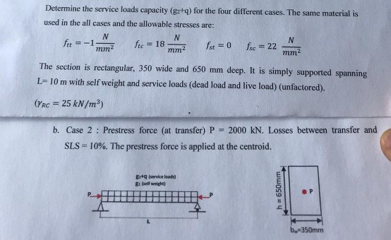Solved Determine the service loads capacity (g+q) for the | Chegg.com