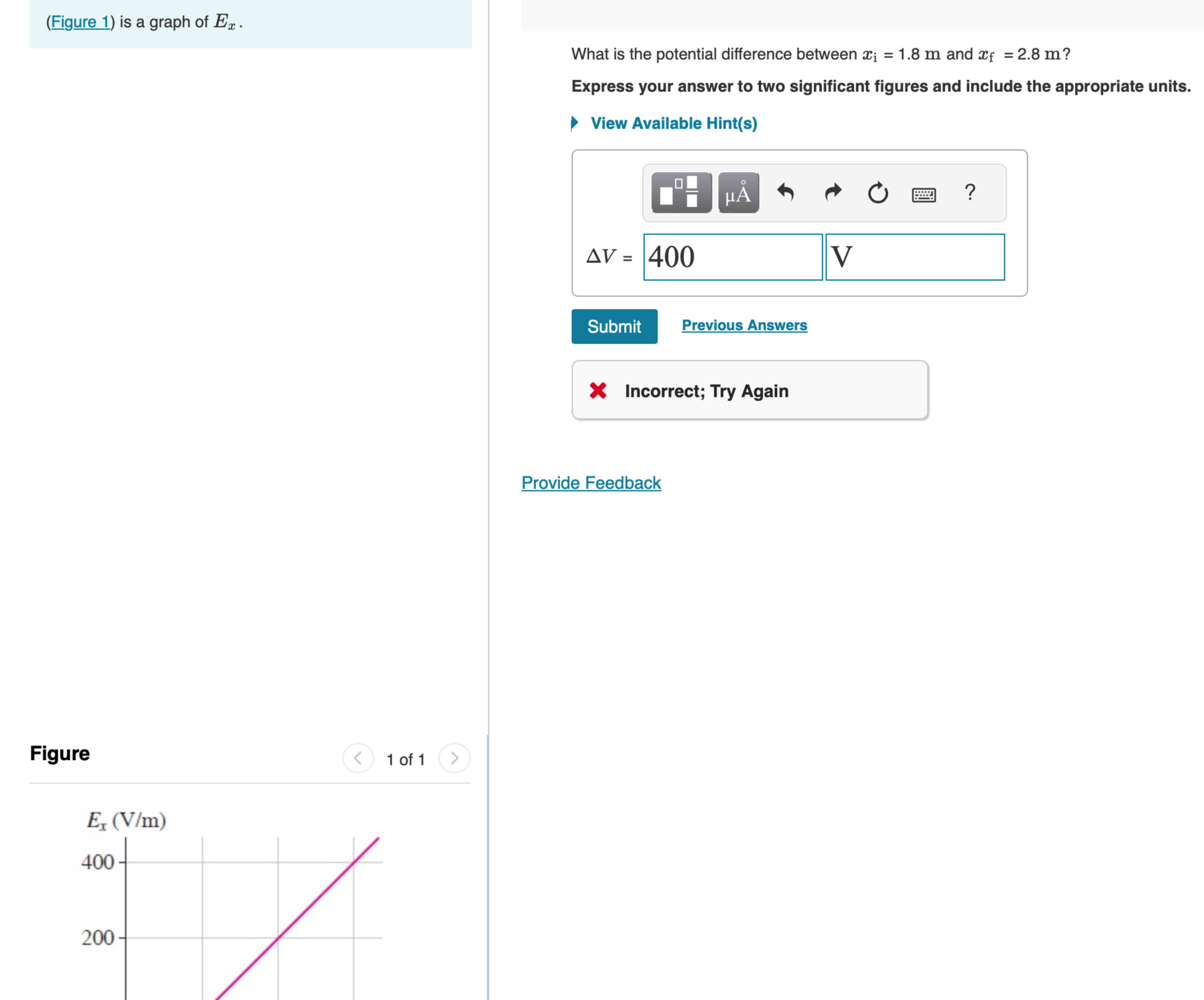 (Figure 1) ﻿is a graph of Ex.What is the potential | Chegg.com