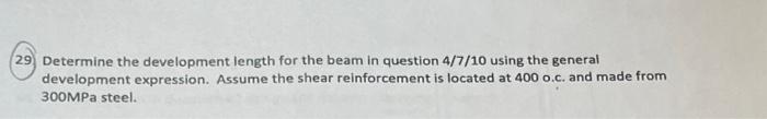 29 Determine the development length for the beam in | Chegg.com