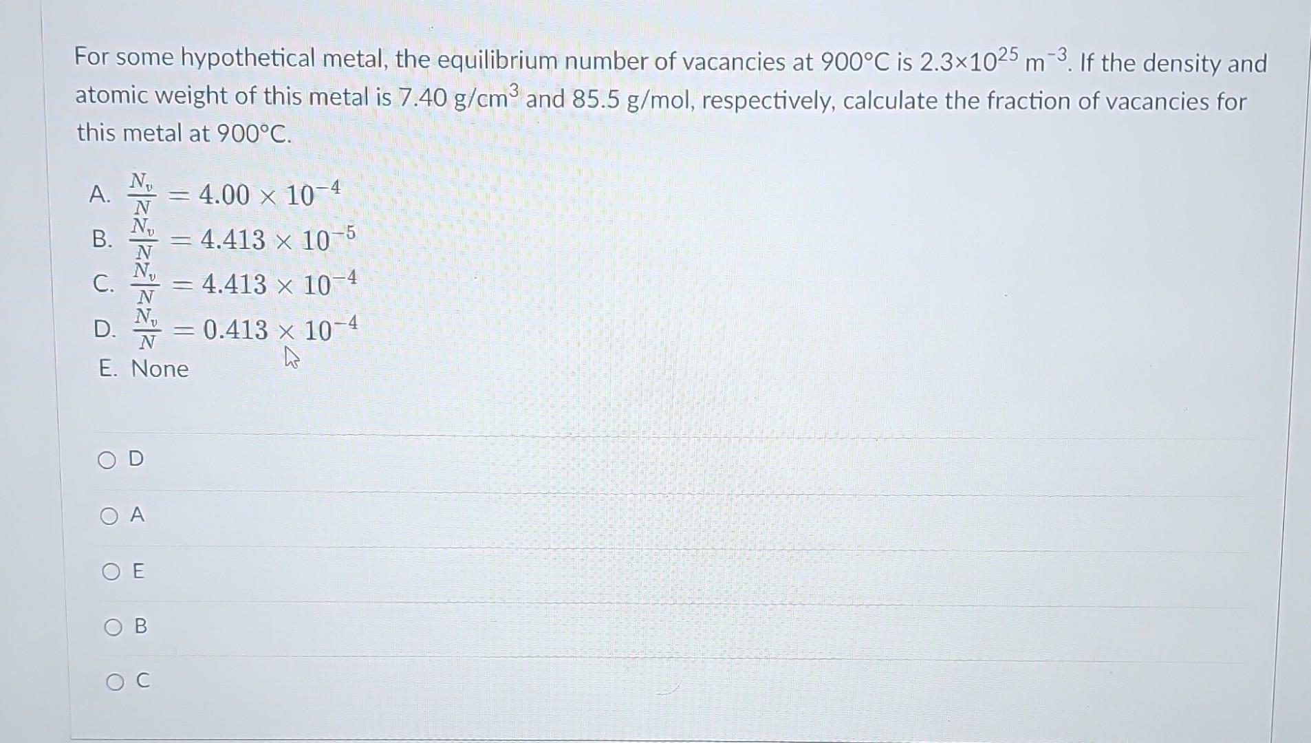 Solved For some hypothetical metal, the equilibrium number | Chegg.com