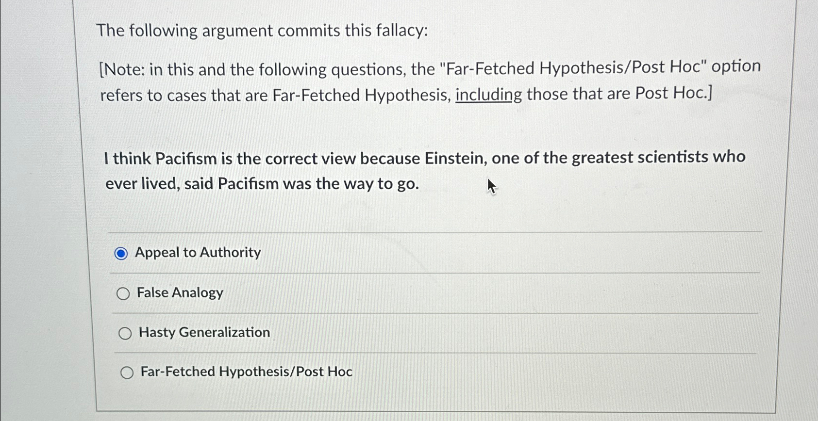 Solved The following argument commits this fallacy:[Note: in | Chegg.com