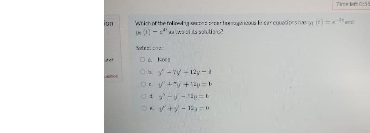 Solved Time left 0:53onWhich of the following second order | Chegg.com