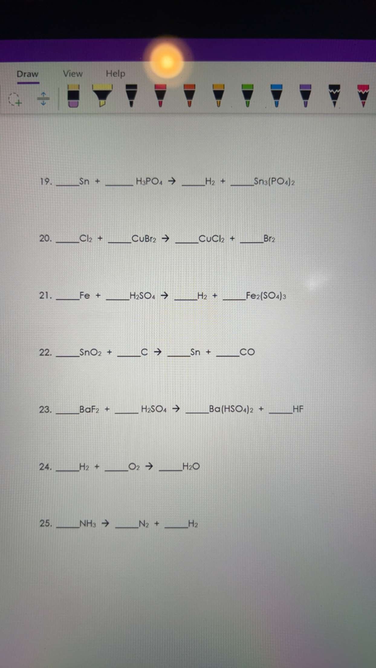 Solved Sn+,H3PO4→,H2+,Sn3(PO4)2Cl2+,CuBr2→,CuCl2+,3r2e+,H2SO | Chegg.com