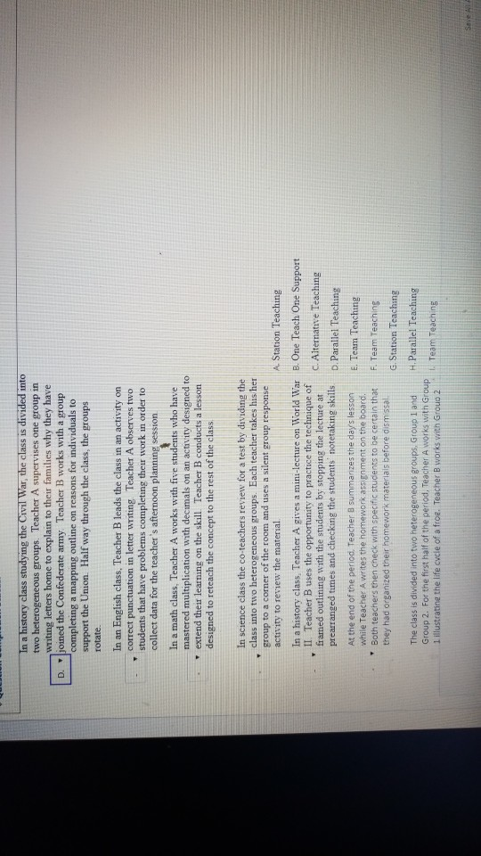 D. In a history class studying the Civil War, the | Chegg.com