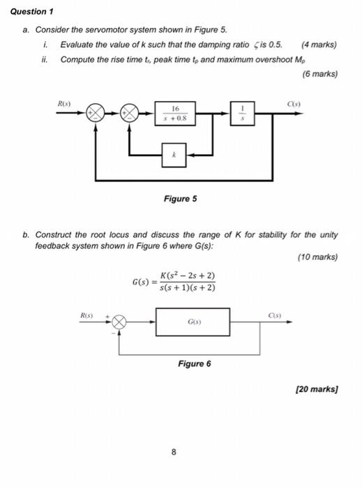 Solved Question 1 a. Consider the servomotor system shown in | Chegg.com