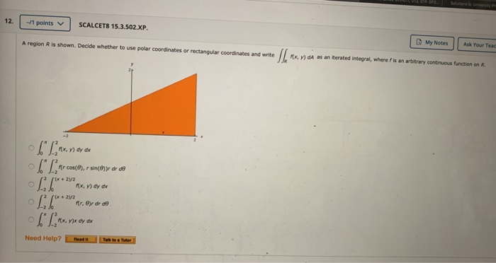 Solved 12. - 1 points S CALCETS 15.3.502.XP. My Notes A | Chegg.com Solved 12. - 1 points S CALCETS 15.3.502.XP. My Notes A | Chegg.com