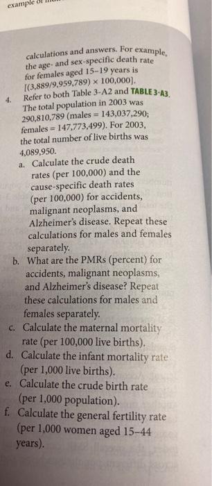 Solved 2. 3. Using TABLE 3-A1, calculate age- specific death | Chegg.com