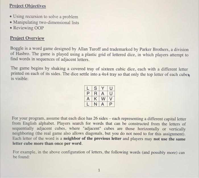 Solved Project Objectives - Using recursion to solve a | Chegg.com