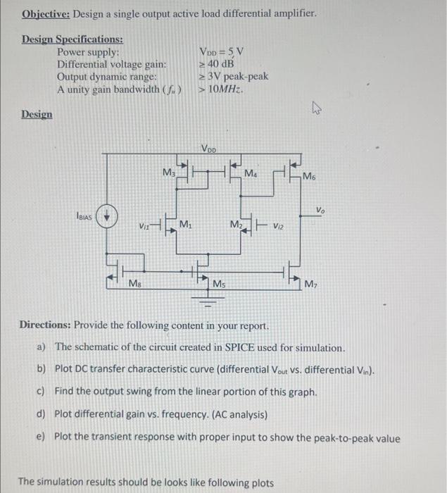 Objective: Design a single output active load | Chegg.com