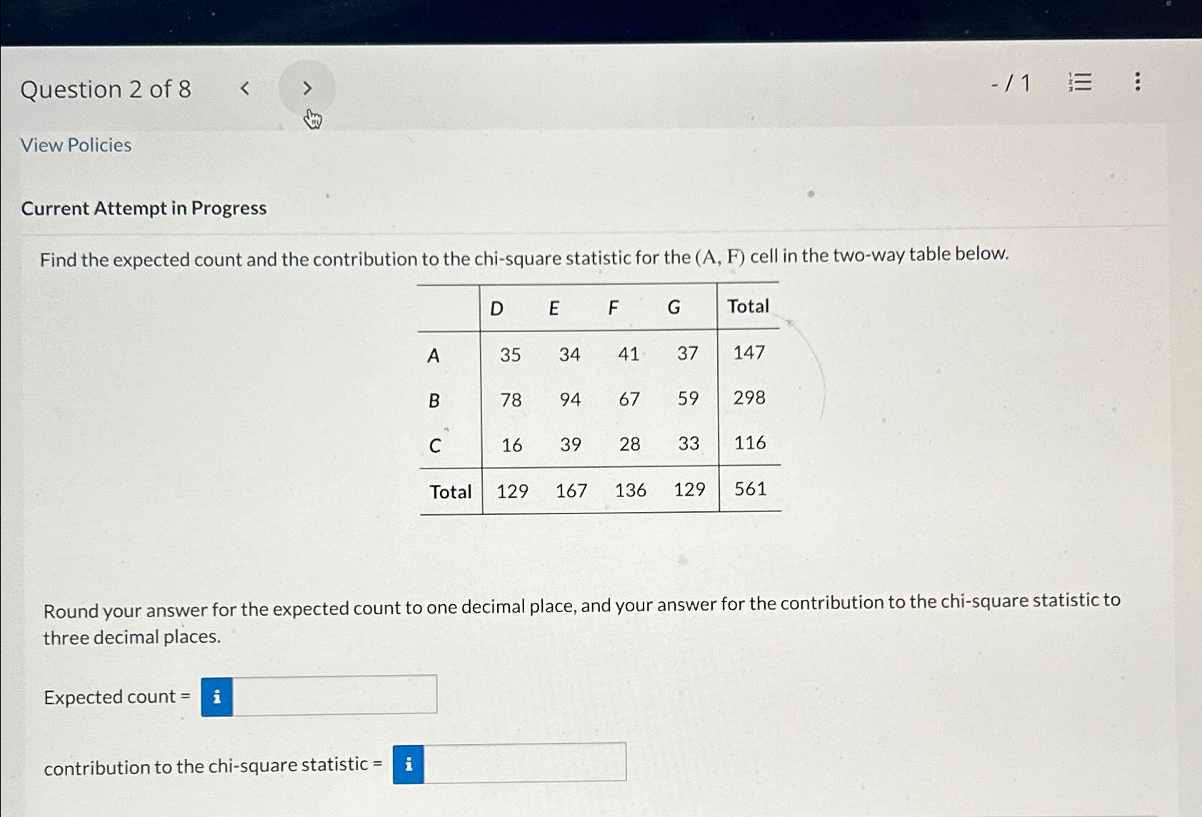 Solved Question 2 ﻿of 8View PoliciesCurrent Attempt in | Chegg.com