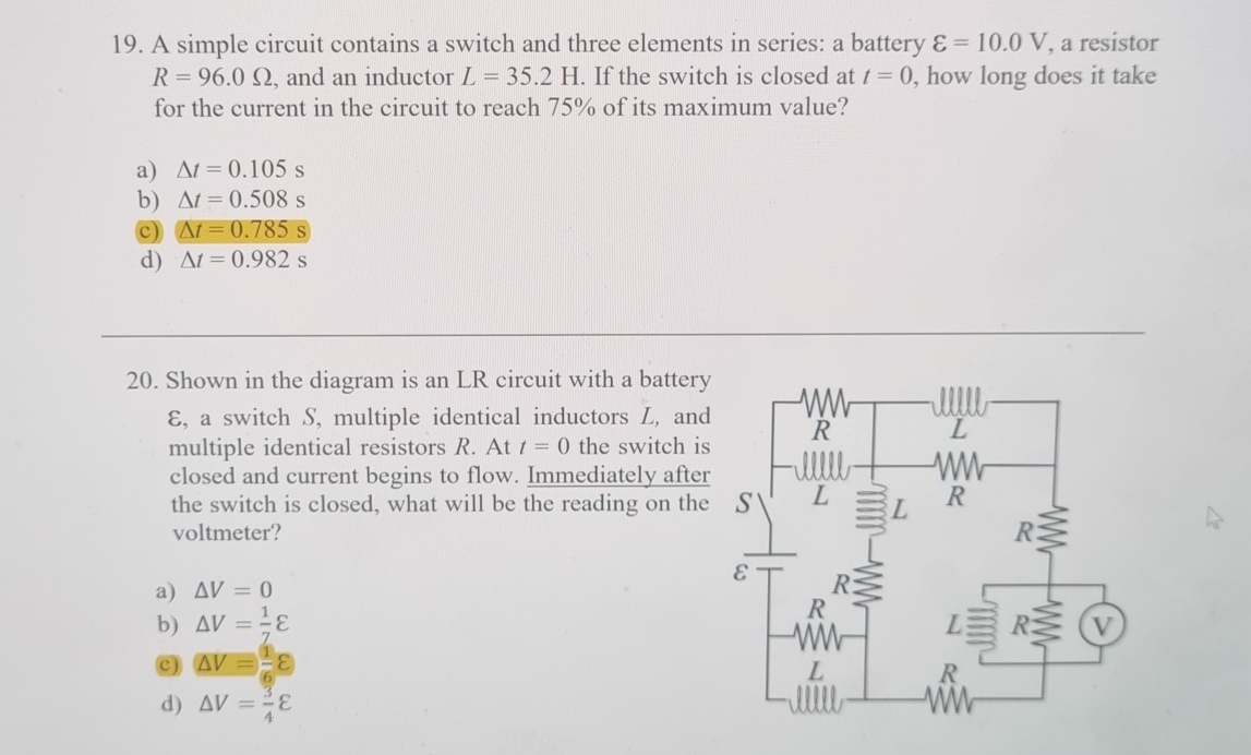 Solved A simple circuit contains a switch and three elements | Chegg.com