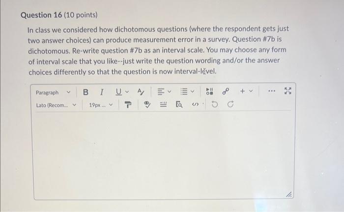 Question 16 (10 points) In class we considered how | Chegg.com