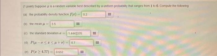 Solved (1 point) Suppose x is a random variable best | Chegg.com