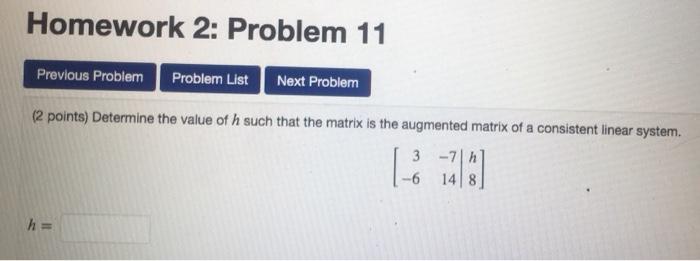 Solved Homework 2: Problem 11 Previous Problem Problem List | Chegg.com