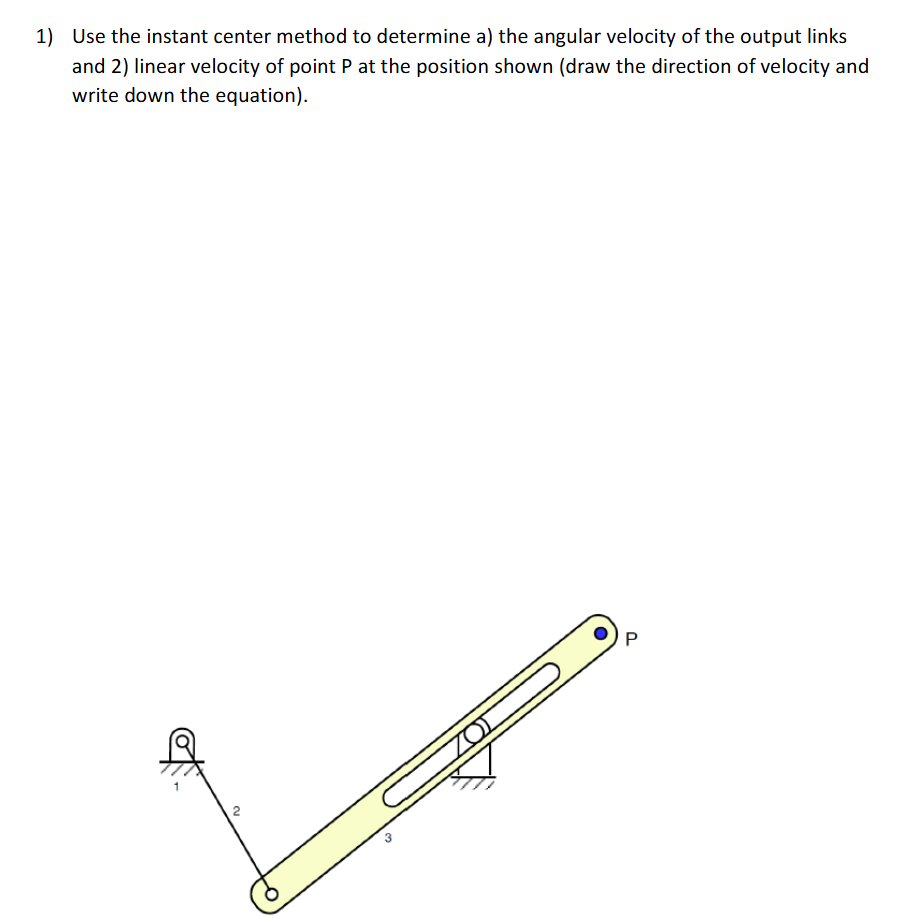 Solved 1) ﻿Use the instant center method to determine a) | Chegg.com