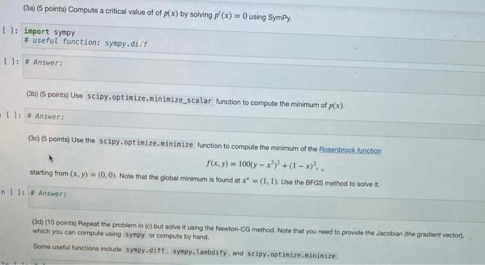 Solved (3a) (5 points) Compute a critical value of of p(x) | Chegg.com