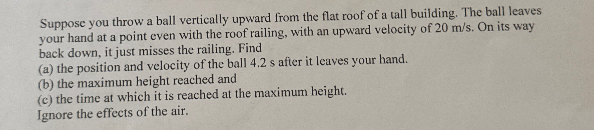 Solved Suppose you throw a ball vertically upward from the | Chegg.com